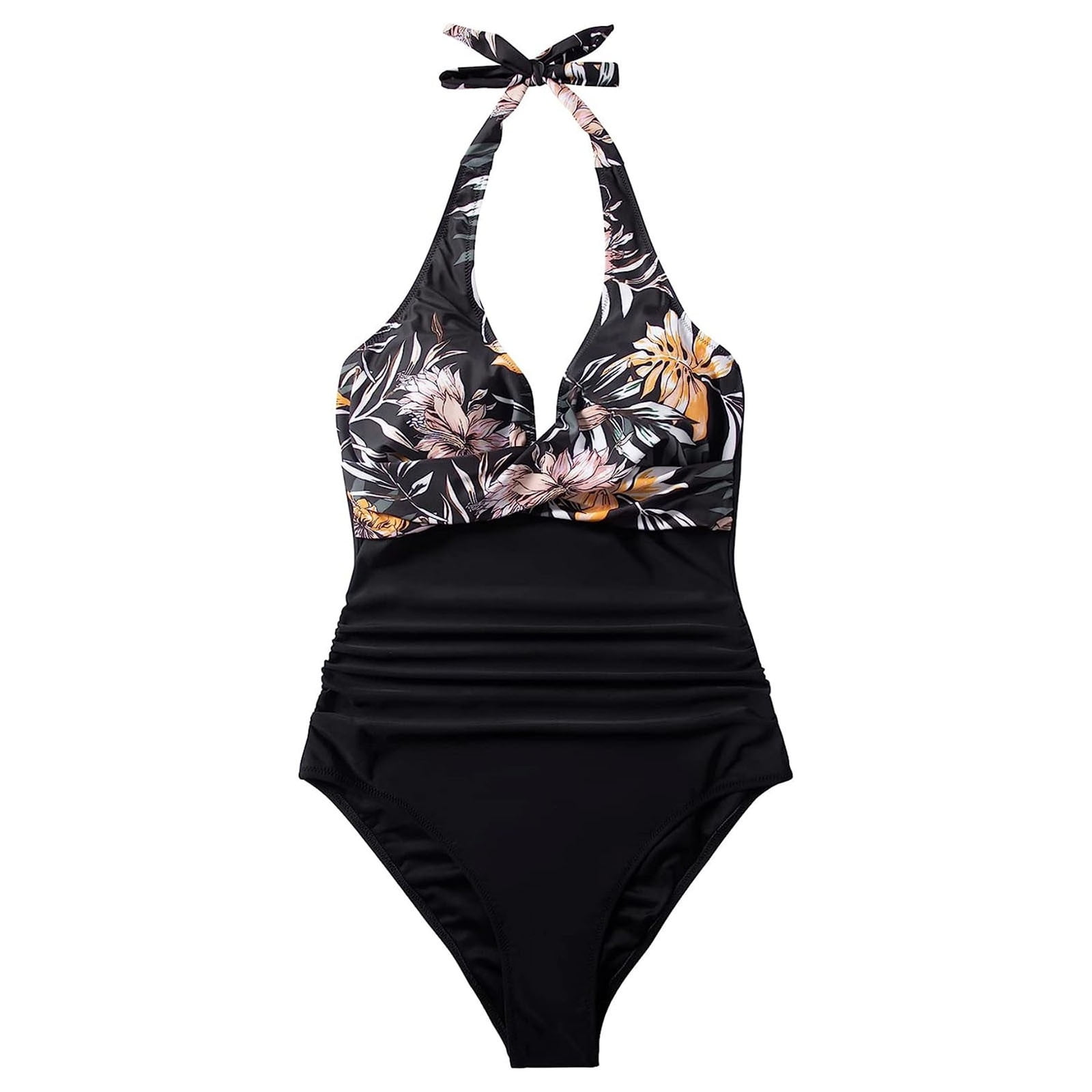 Bouanq Womens Plus Size Swimwear One Piece Swimsuits V Neck Cutout