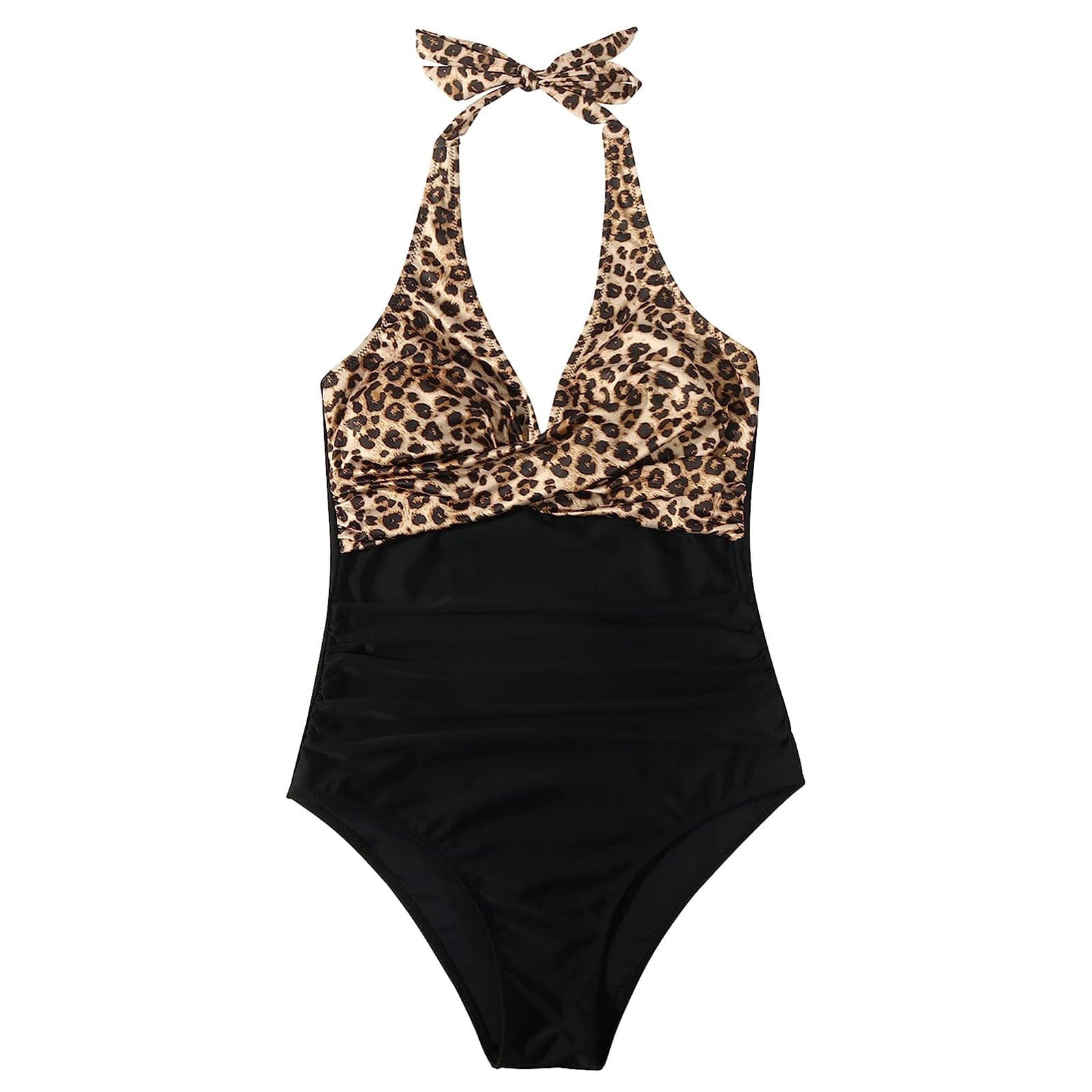 Bouanq Women's Plus Size Swimwear One Piece Swimsuits V Neck Cutout ...