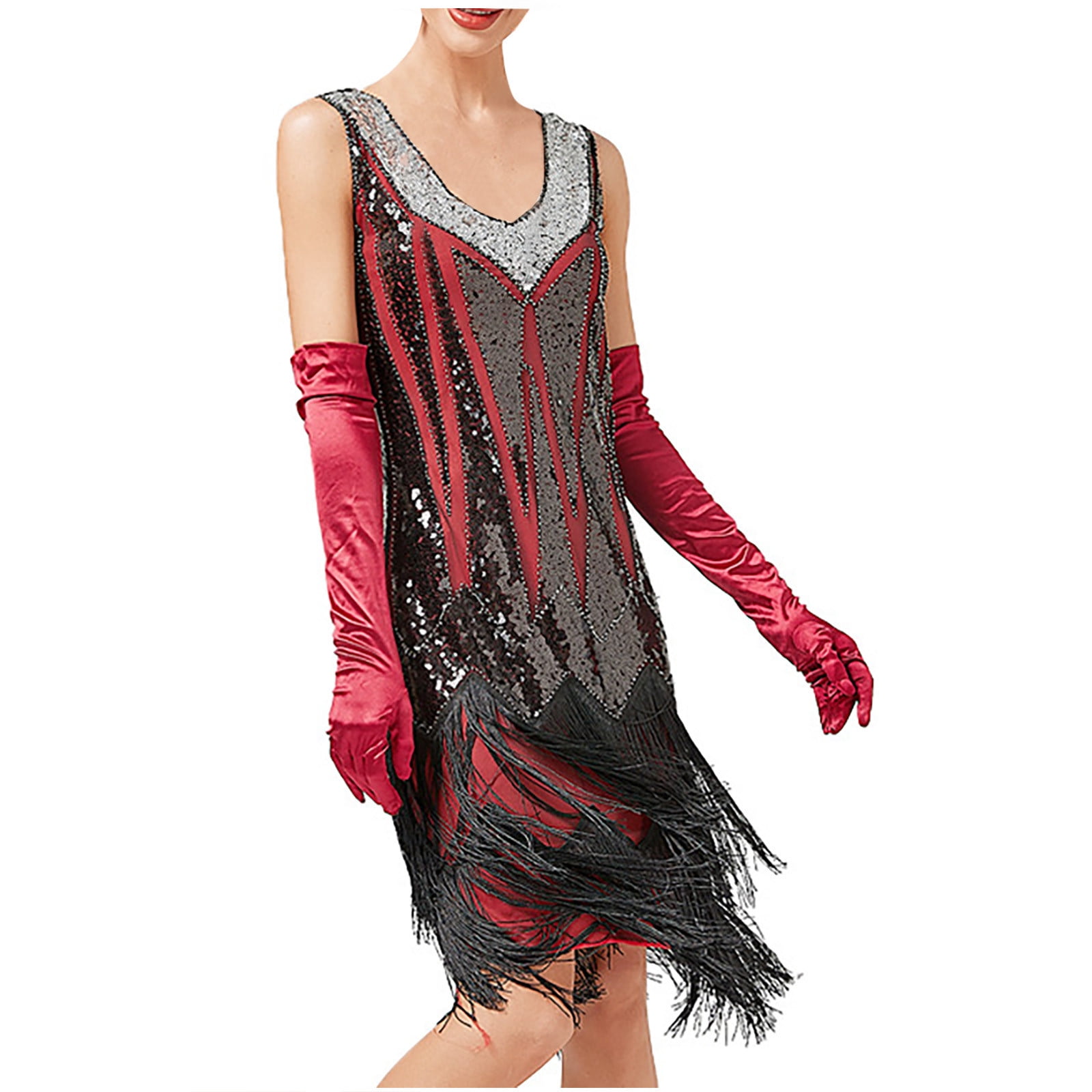 Bouanq Women's Sequin Dress 1920s Vintage Flapper Dresses Crystal ...