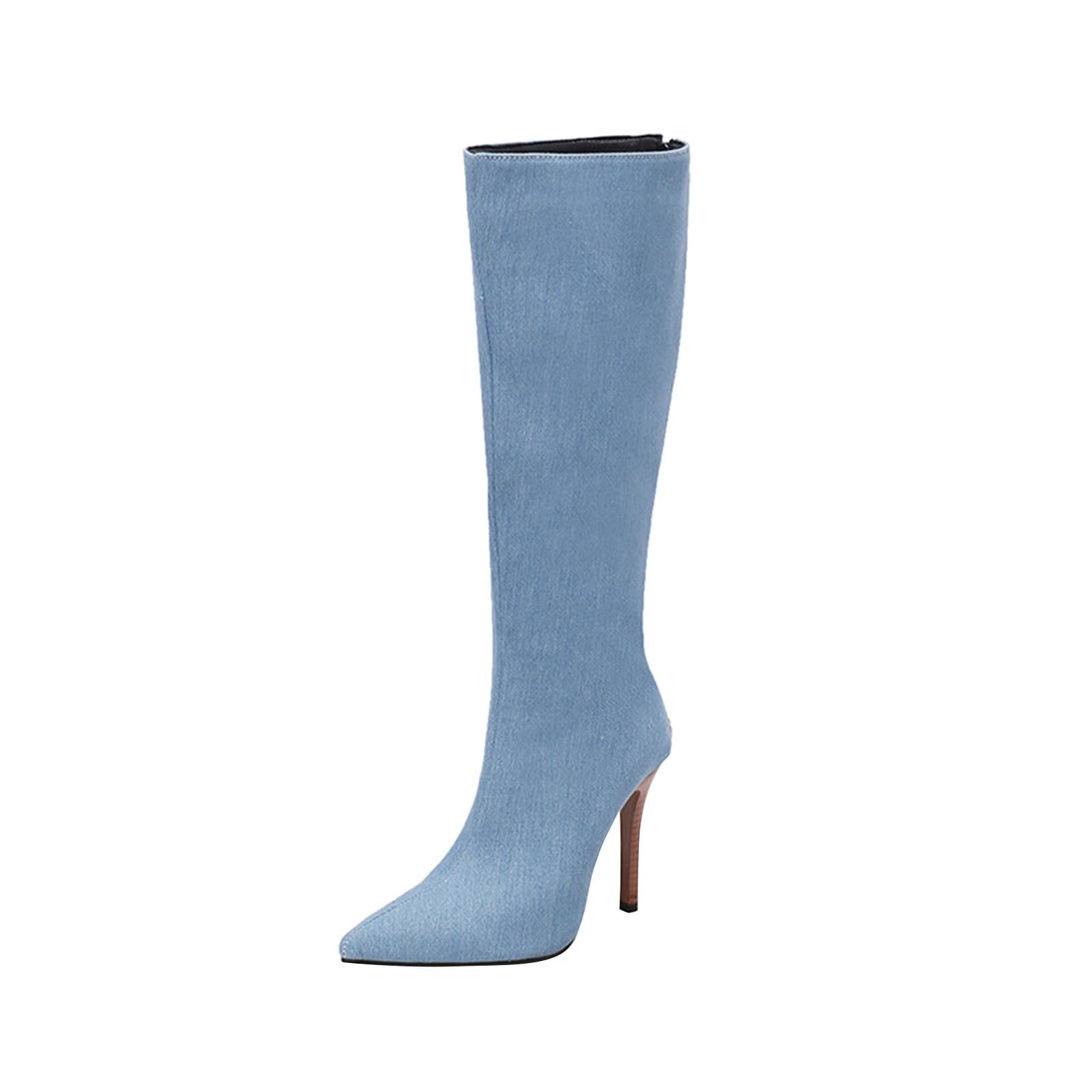 Bouanq Women's Slouchy Knee High Boots Wide Calf Pointed Toe Side ...