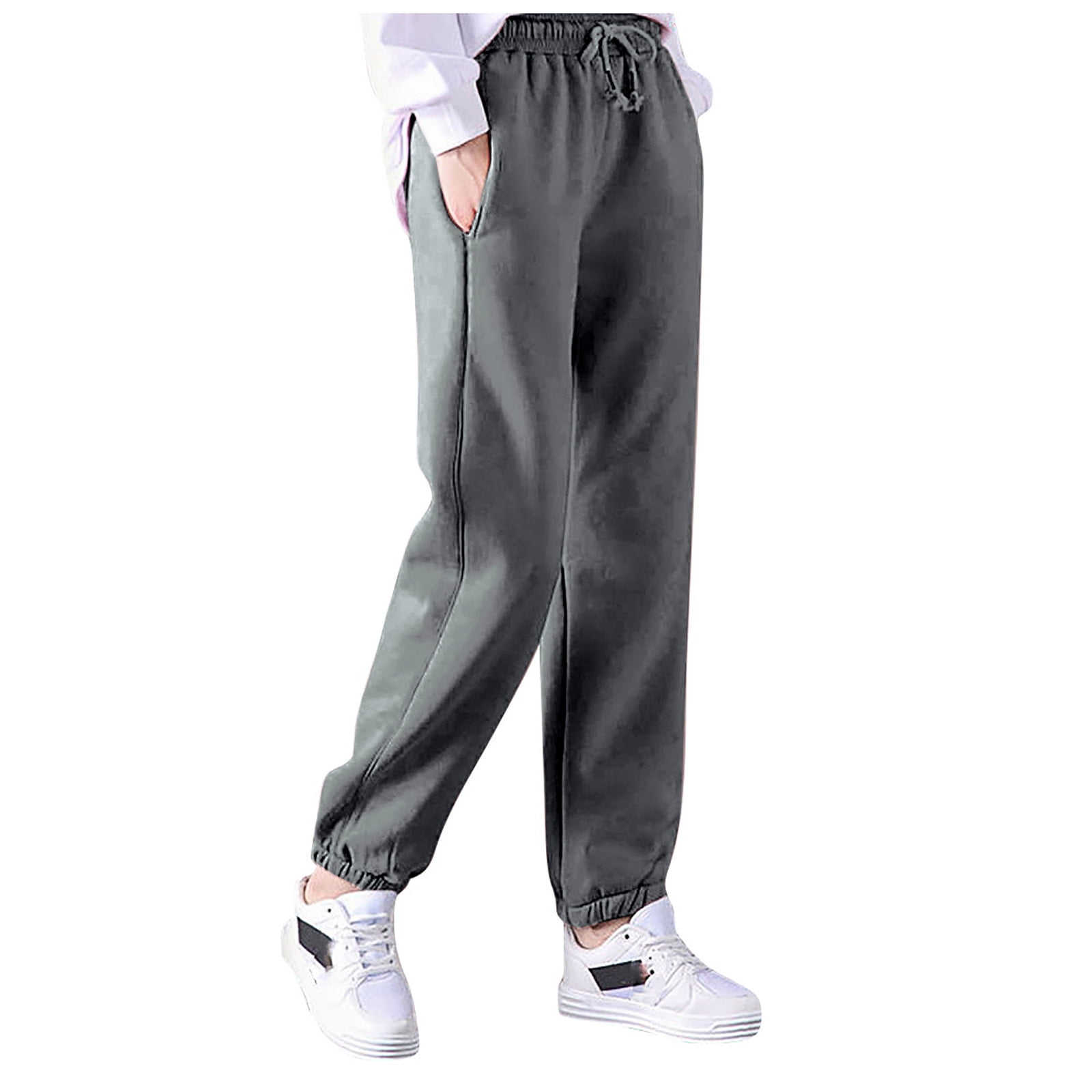 Bouanq Women's Warm Sherpa Lined Athletic Thick Sweatpants Jogger ...