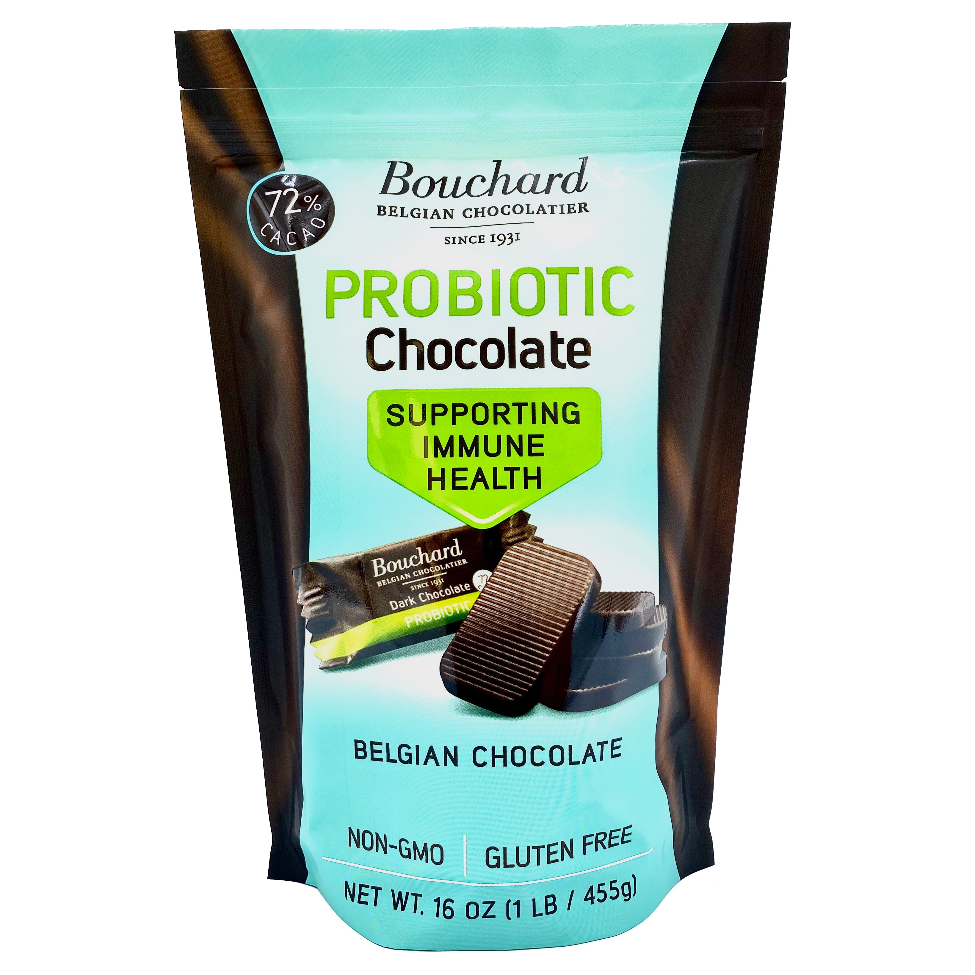 Bouchard Probiotic Belgian Dark Chocolate 72% Cacao, Individually ...