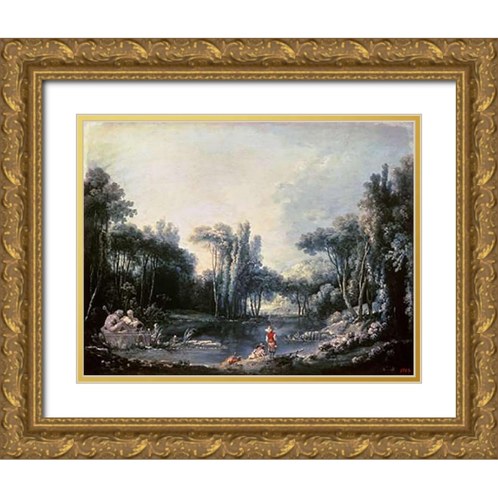 Boucher, Francois 24x19 Gold Ornate Wood Framed with Double Matting ...