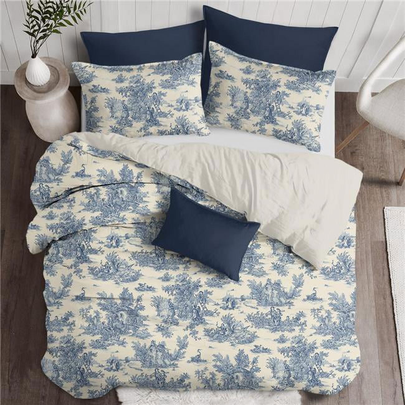 Bouclair Duvet Cover & 2 Pillow Shams Set, Blue - Full & Double Size ...