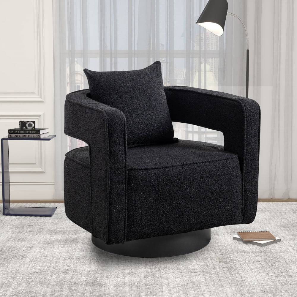 Boucle Accent Chair, Swivel Accent Open Back Chair Modern Comfy Single ...