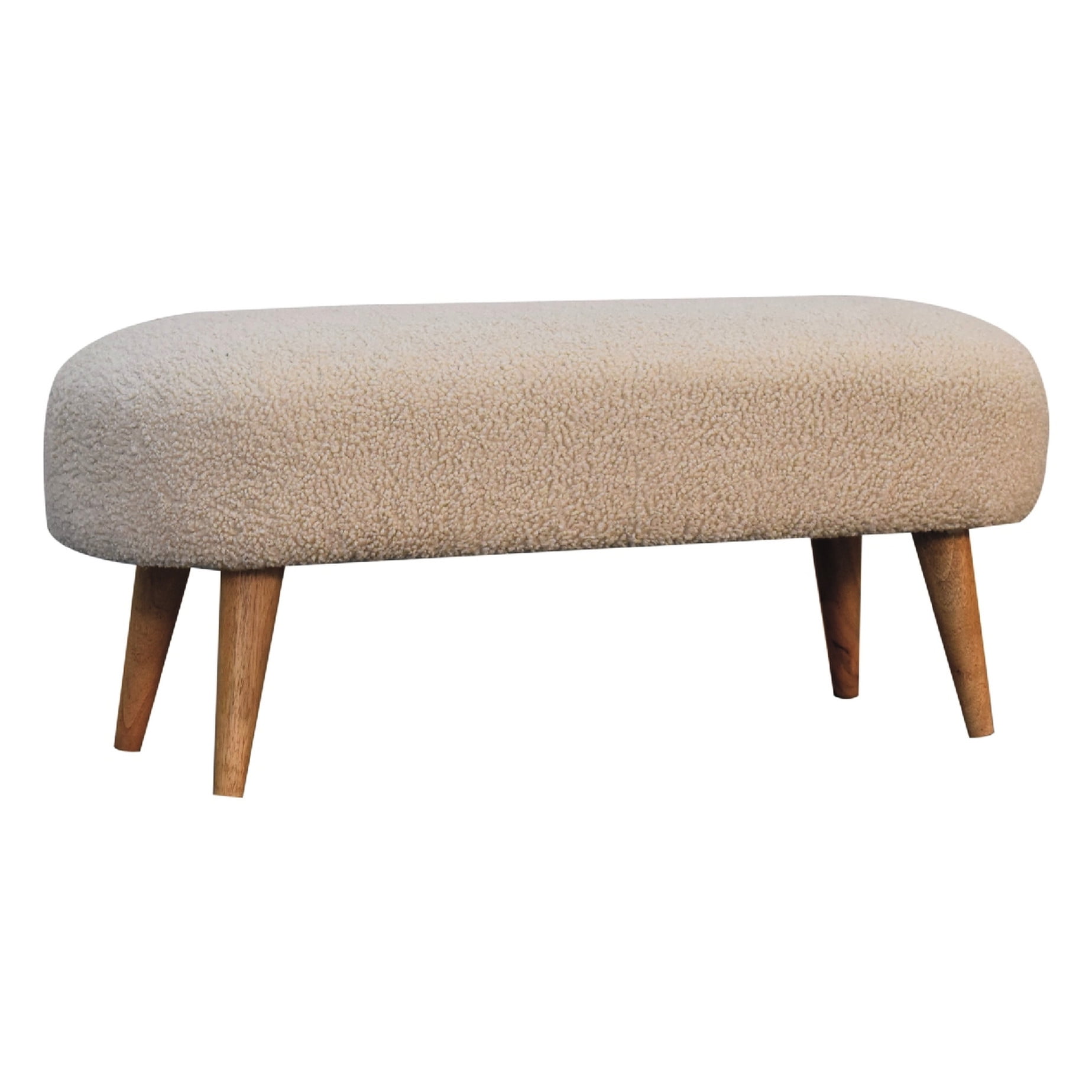 Boucle Bench with Foam Filler+Wood & Fabric-“Entryway Use+Bring Style ...
