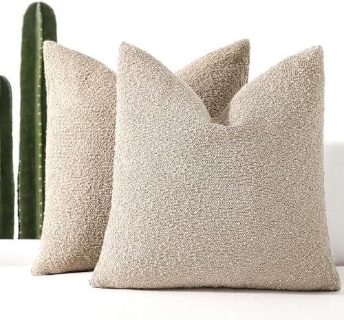 Boucle Decorative Throw Pillow Covers for Couch Set of 2, 24x24 inches ...