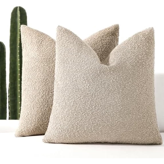 Boucle Decorative Throw Pillow Covers for Couch Set of 2, 24x24 inches ...
