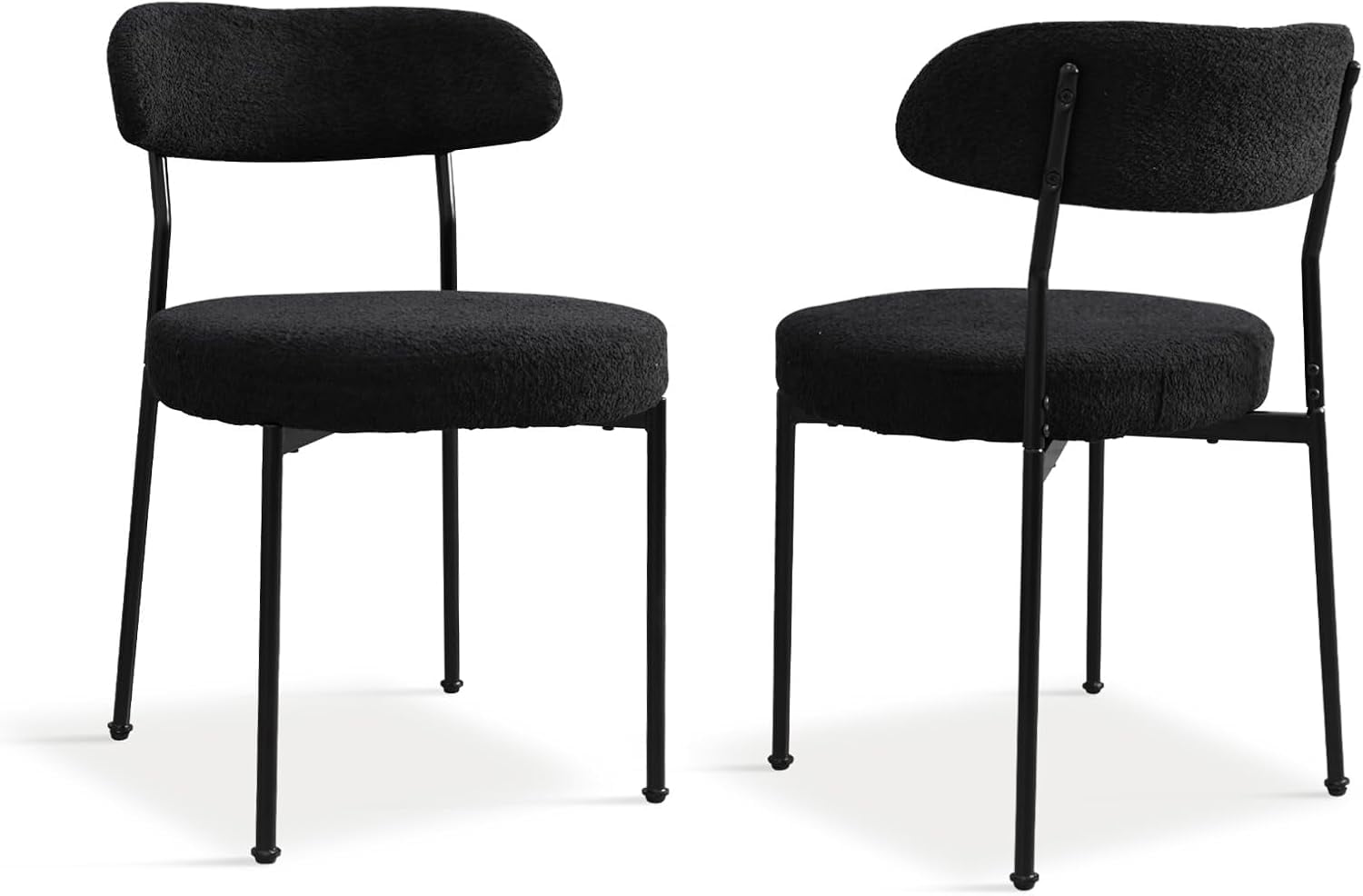 Boucle Dining Chair Oval Upholstered Dining Chairs with Curved Back and ...