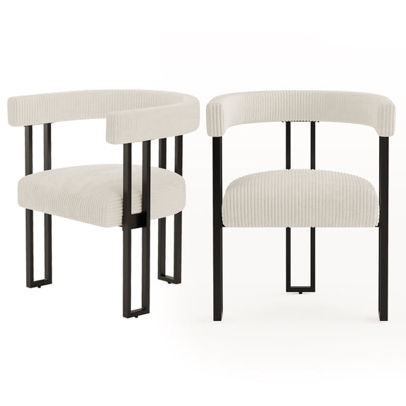 Boucle Dining Chair Set of 2 Corduroy Upholstered Dining Room Chairs ...