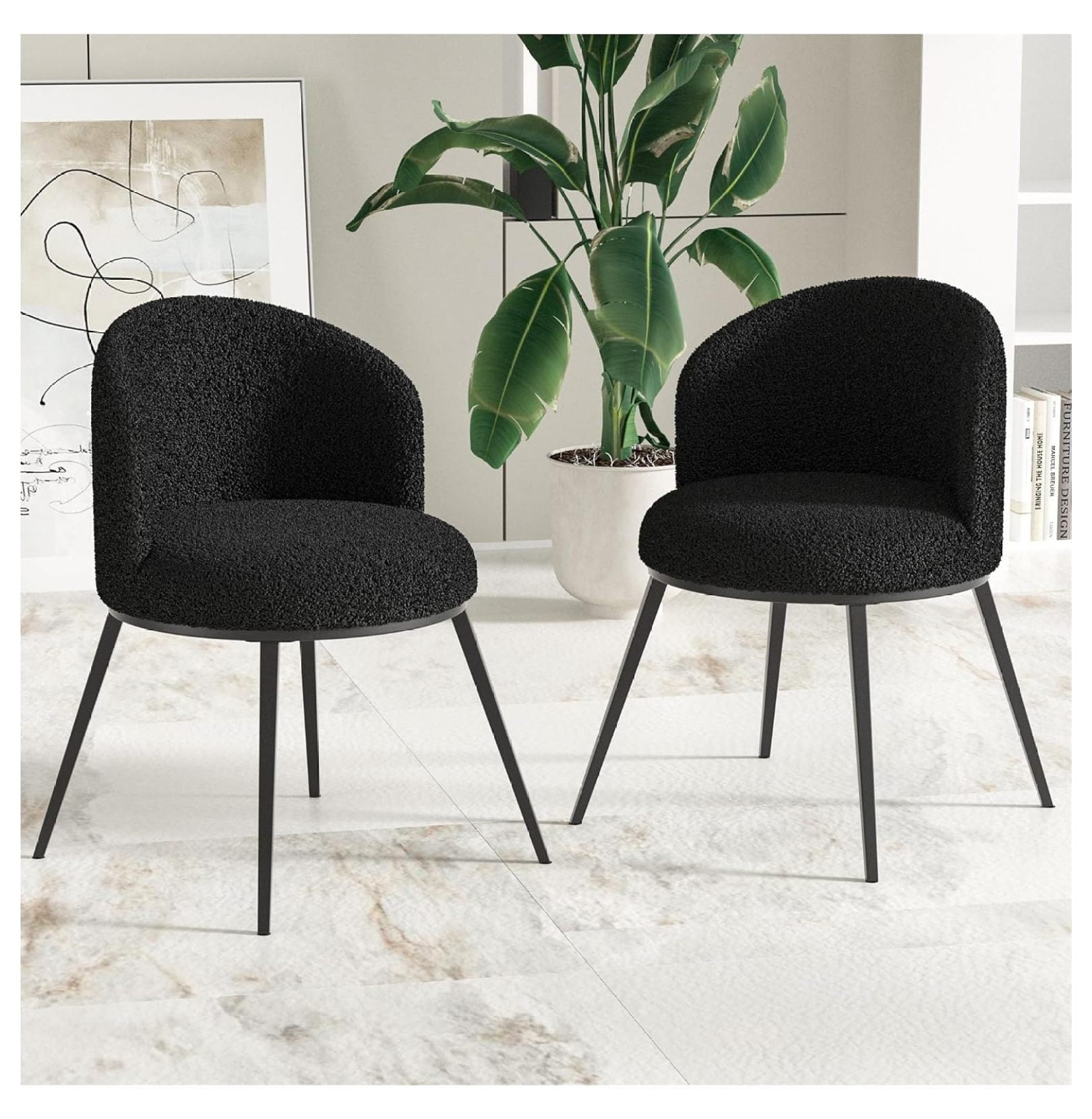 Boucle Dining Chairs -Century Modern Dining Room Chair Round Back ...