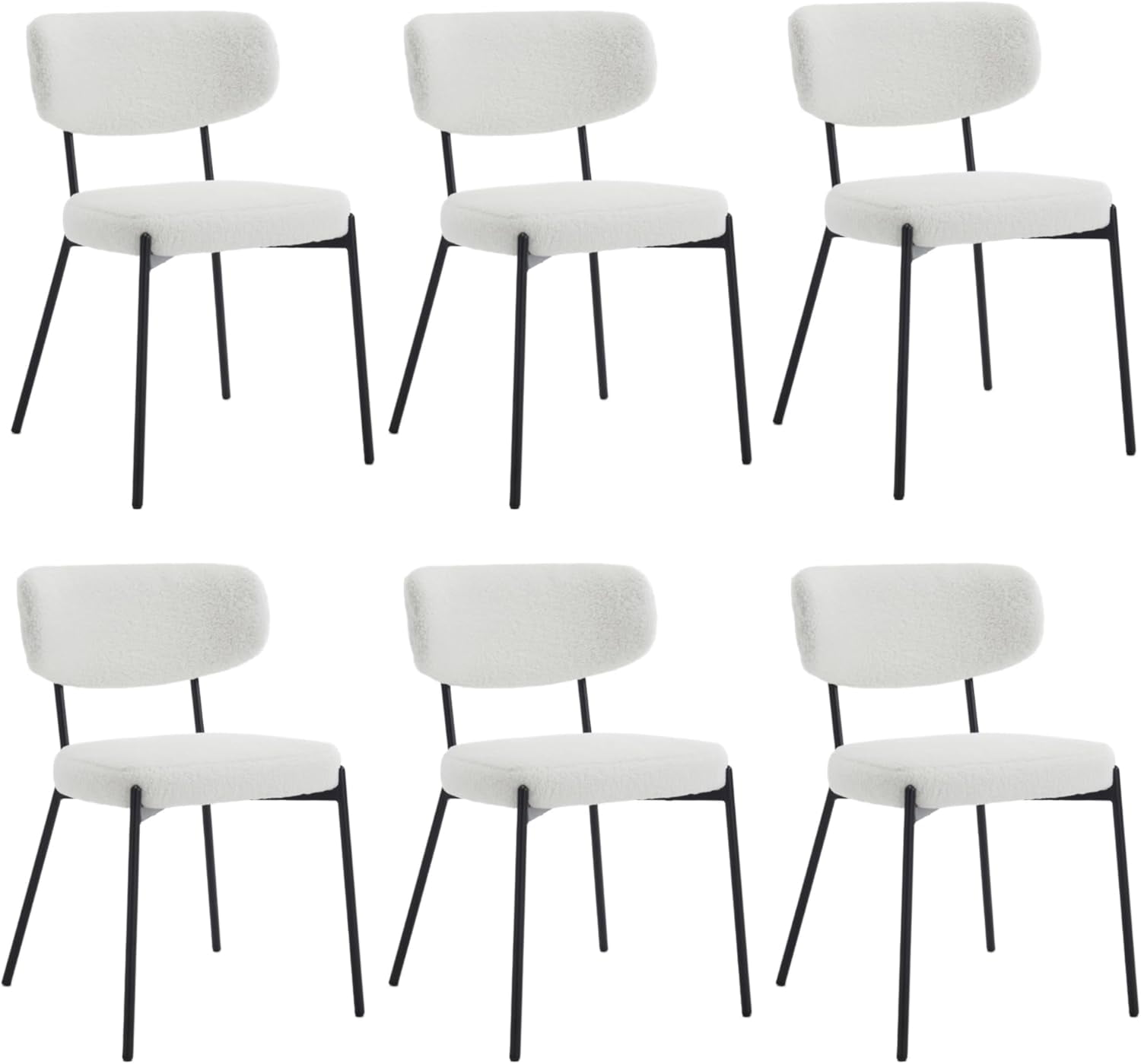 Boucle Dining Chairs Mid-Century Upholstered Chairs Sherpa Accent Diner ...