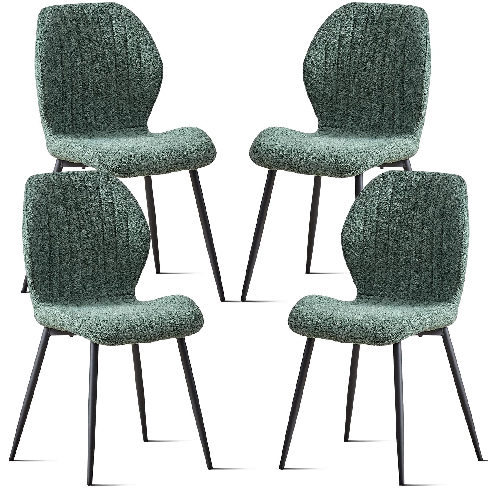 Boucle Dining Chairs Set of 4, Mid Century Modern Kitchen Chair W ...