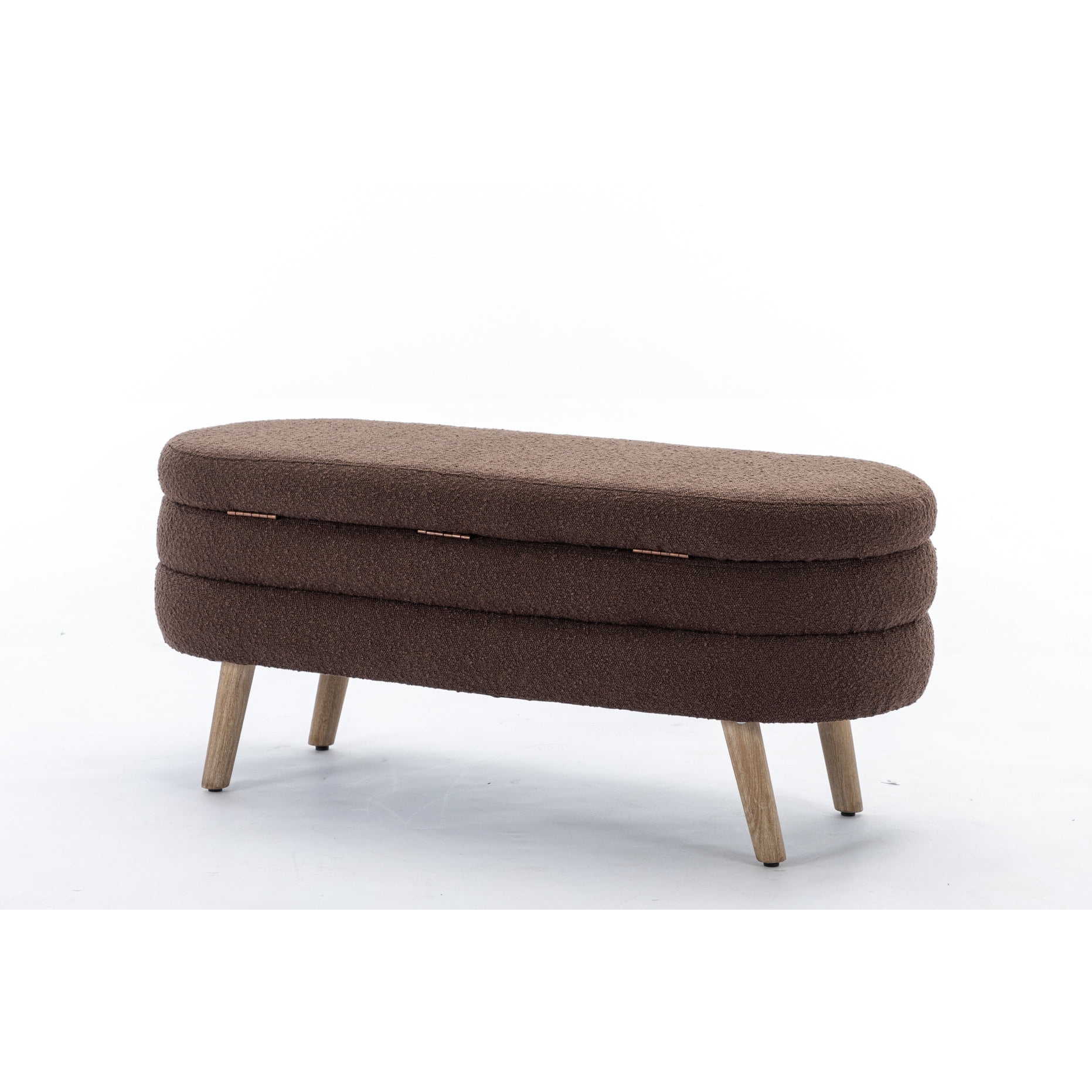 Boucle Fabric Bench with Wood Frame and Legs for Bedroom Shoe Storage ...