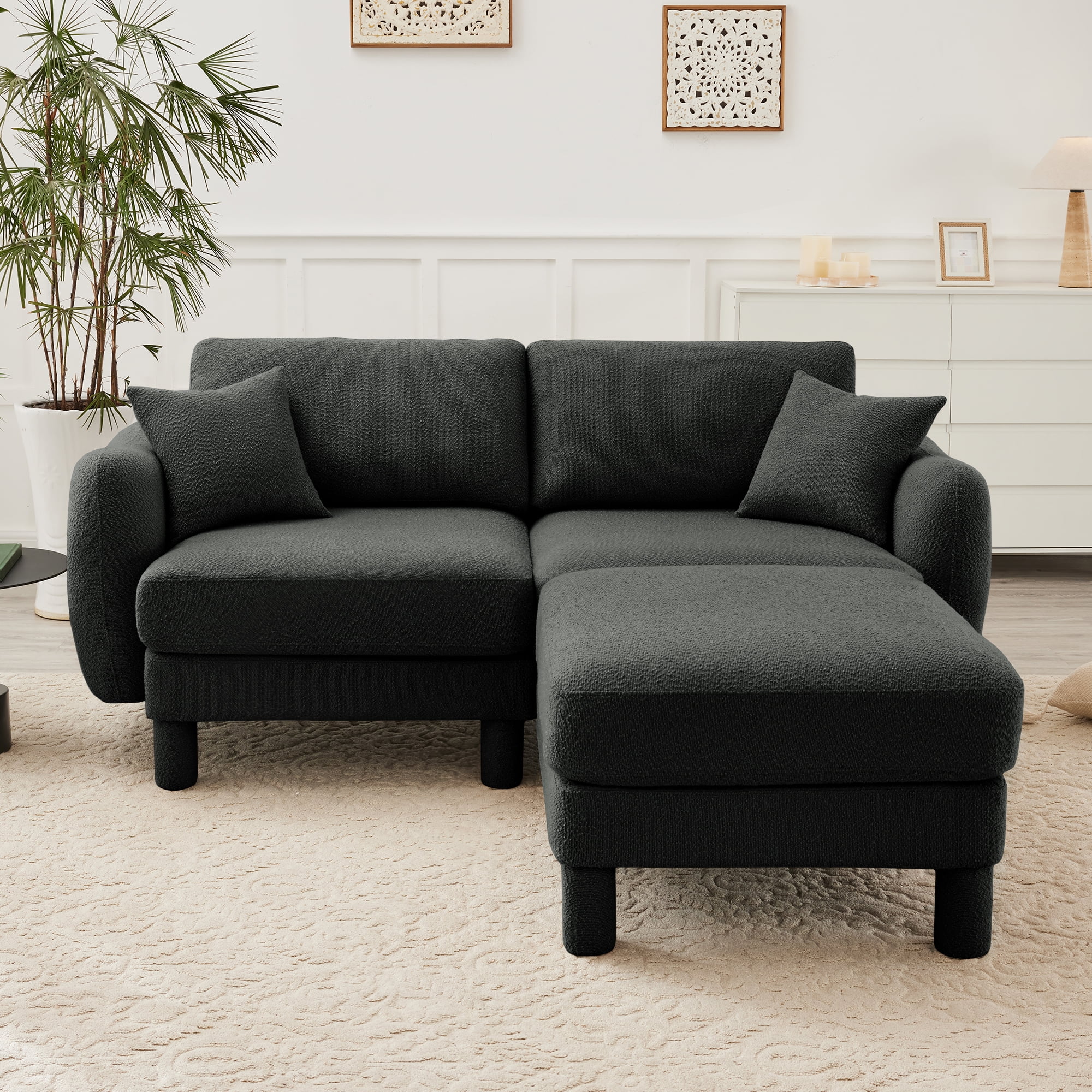 Boucle Fabric Sectional 2-seater Loveseat Sofa Couch With Distinctive ...