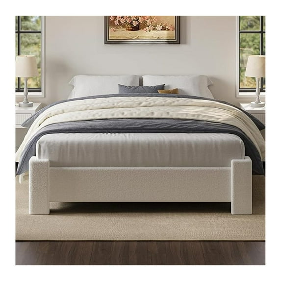 Boucle Full Size Bed Frame, Platform Bed Frame Full Size, Heavy Duty ...