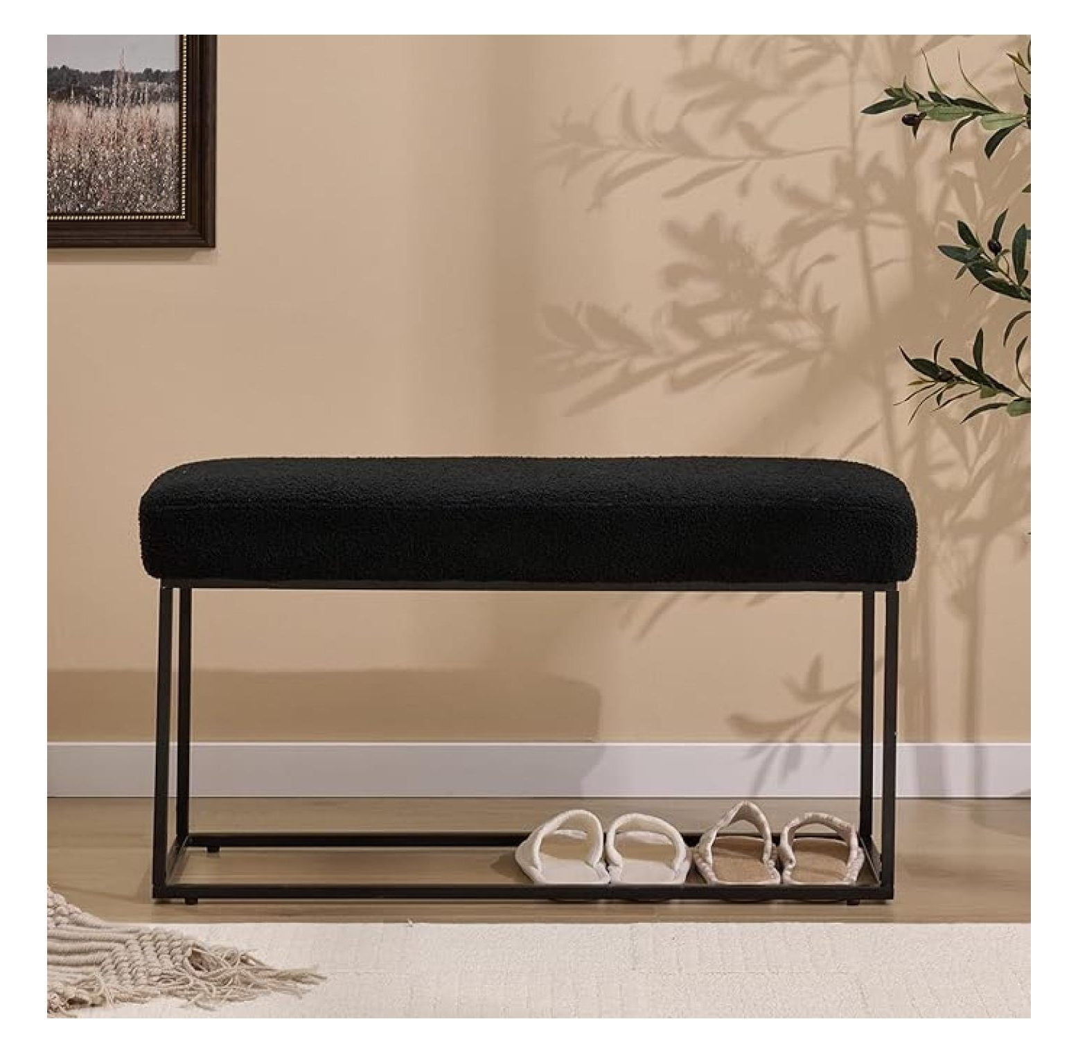 Boucle Shoe for Entryway, Upholstered Storage for Bedroom End of Bed ...