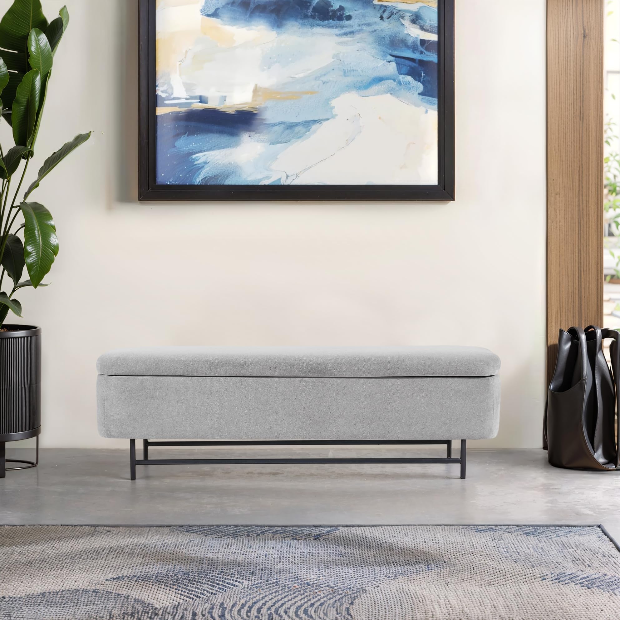 Boucle Storage Bench for Bedroom Entryway Livingroom, 56 Inch ...