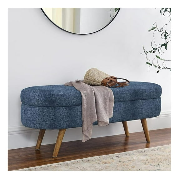 Boucle Storage Ottoman 43.5", Upholstered Bench with Hidden Storage ...