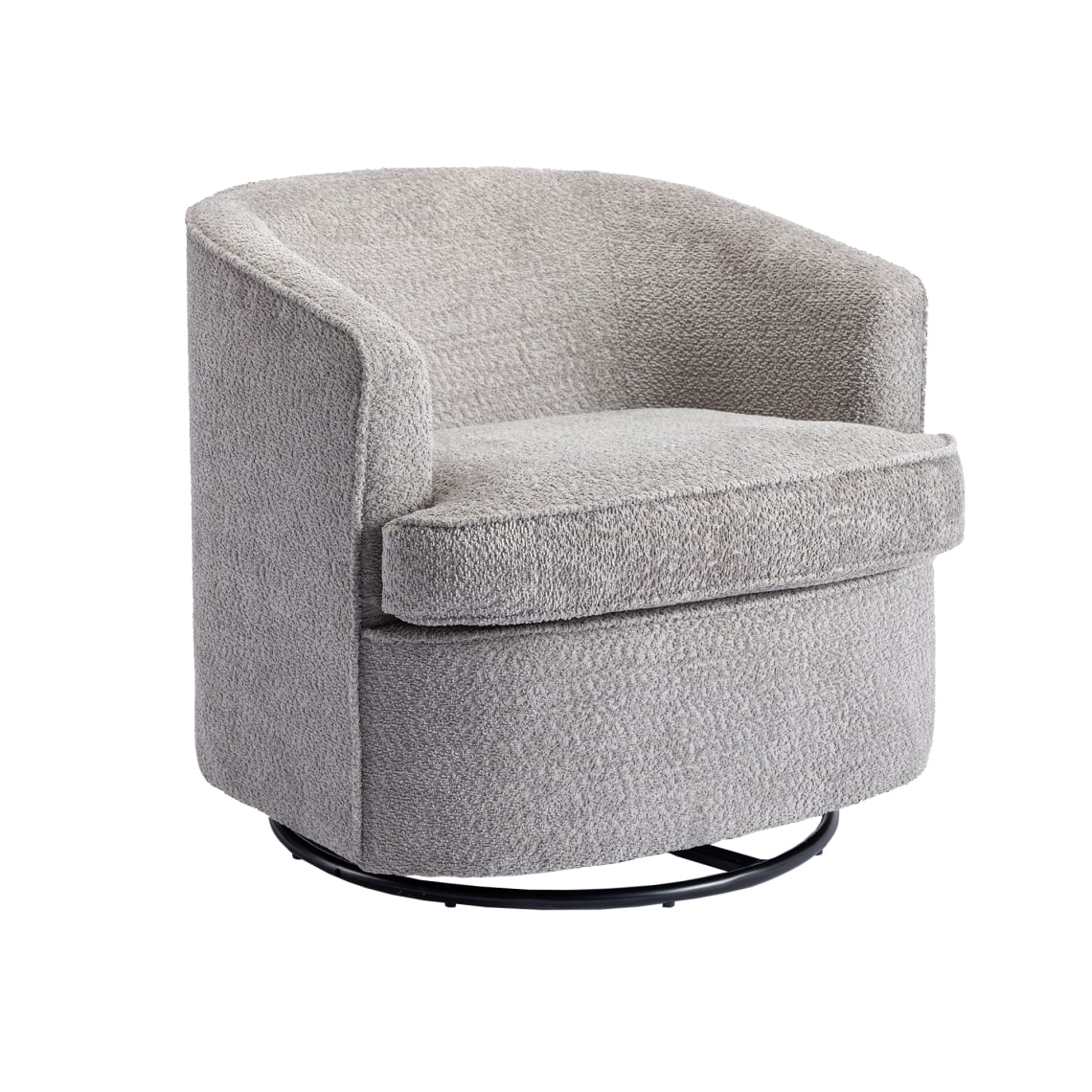 Boucle Swivel Accent Chair, 360° Rotating Upholstered Armchair with ...