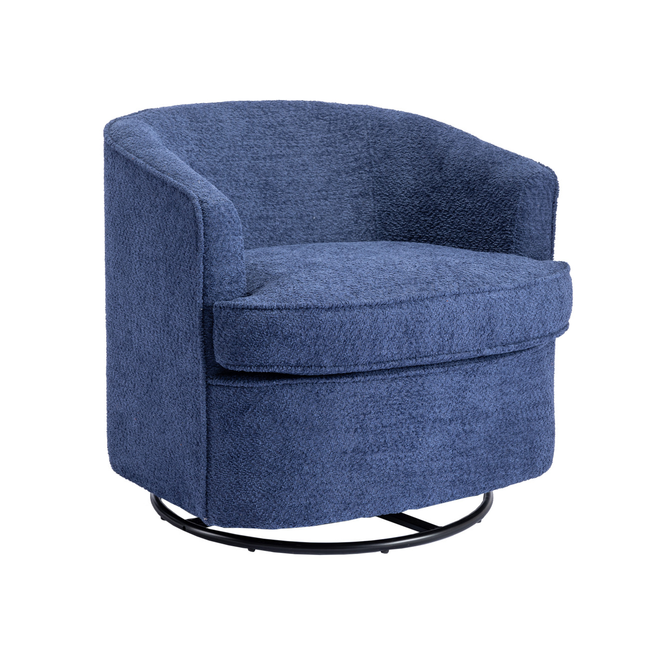 Boucle Swivel Accent Chair, 360° Rotating Upholstered Armchair with ...