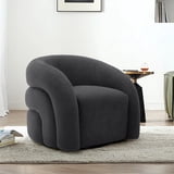 Boucle Swivel Barrel Chair, No Assembly Round Upholstered Armchair ...