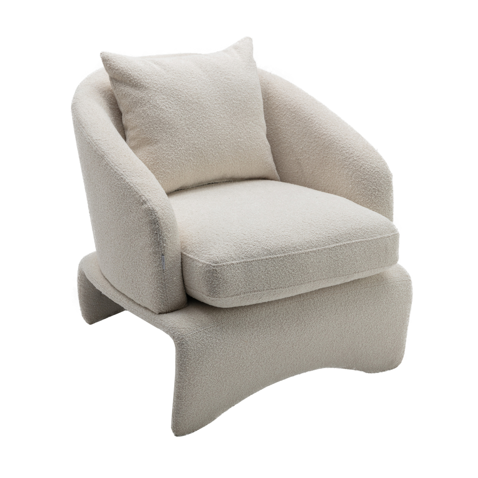 Boucle Upholstered Accent Chair with Arms, Small Single Sofa Chair with ...