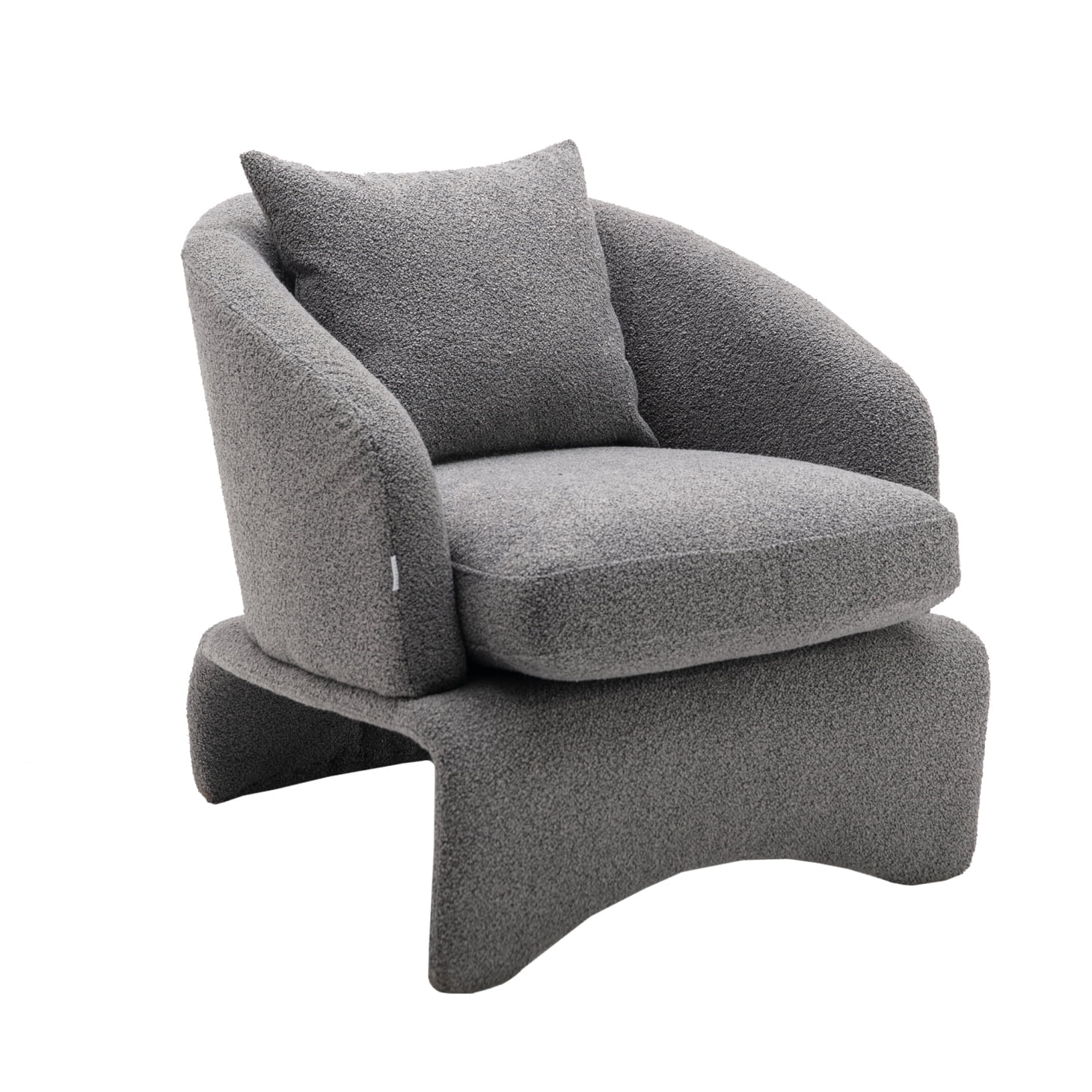 Boucle Upholstered Accent Chair with Arms, Small Single Sofa Chair with ...