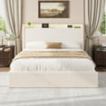 Boucle Upholstered Bed Frame Full Size/Queen Size,Bed Frame with LED ...