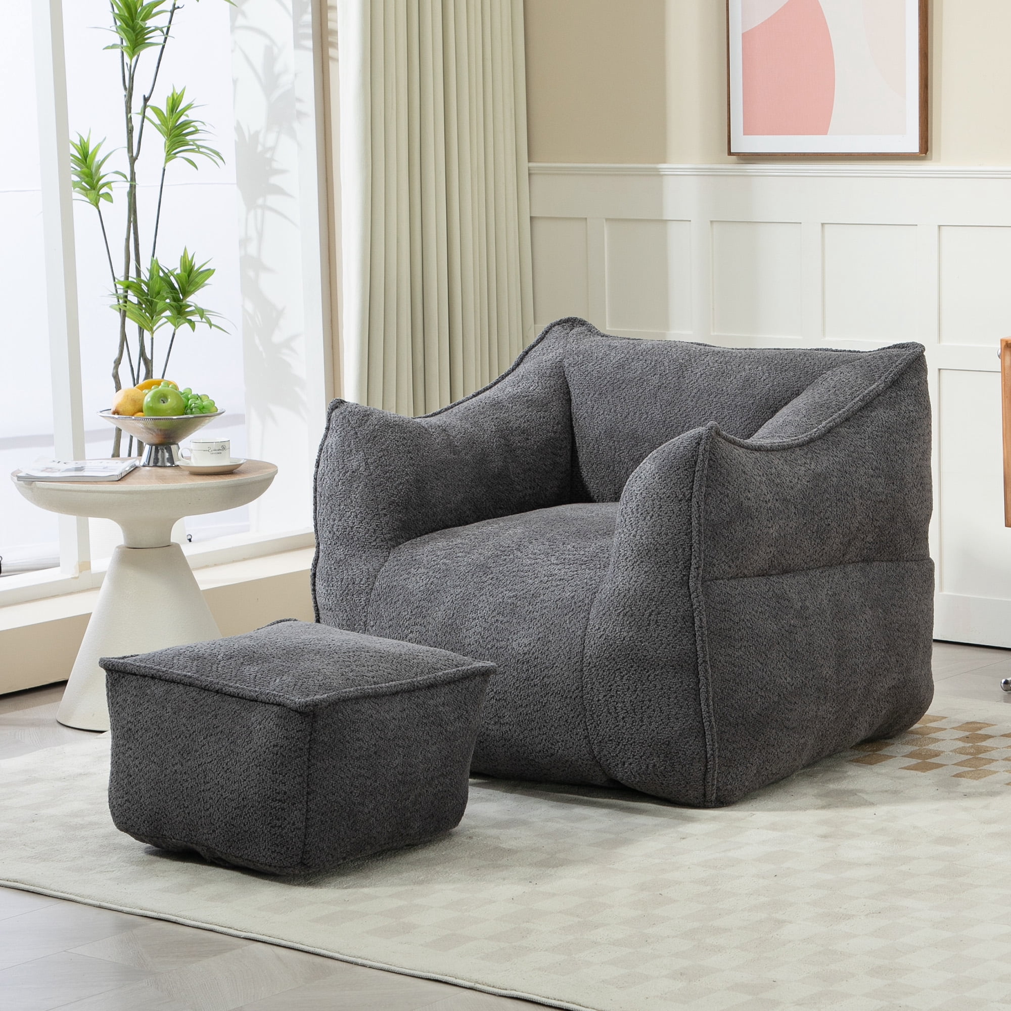 Free Shipping! Moon&Miss Boucle Upholstered Deep Seat Armless Bean Bag ...