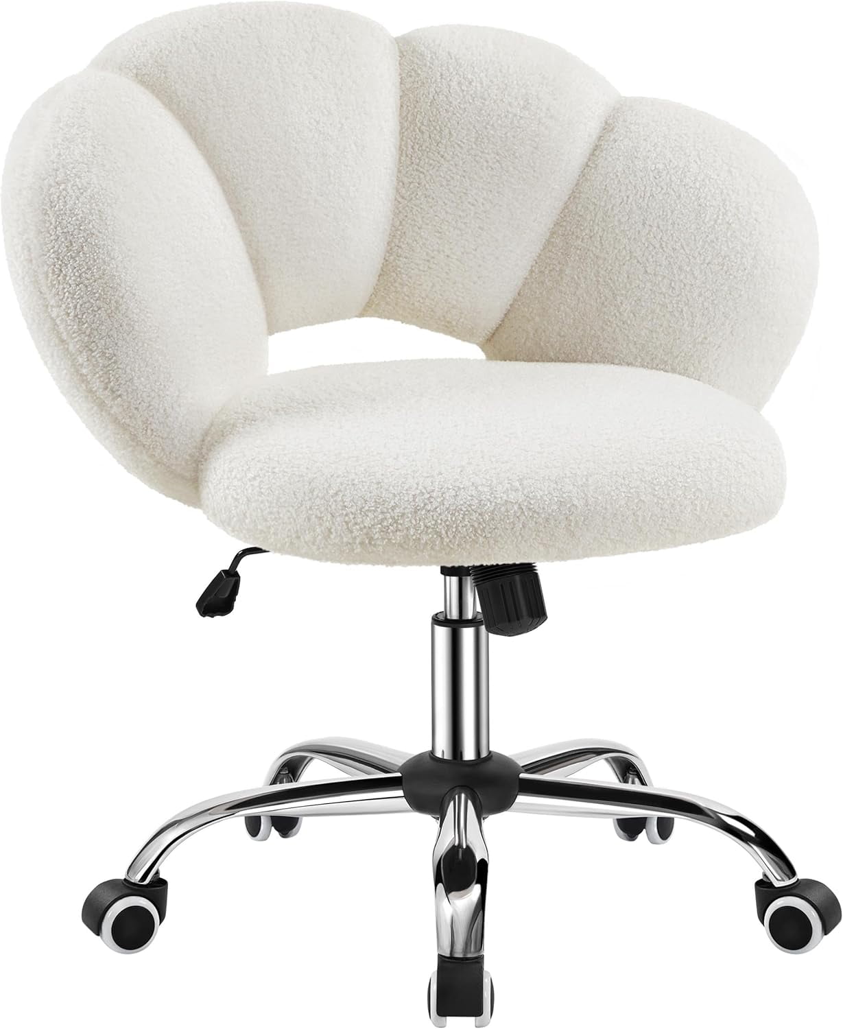 Boucle Upholstered Desk Chair Cloud-Shaped Vanity Chair Adjustable Home ...