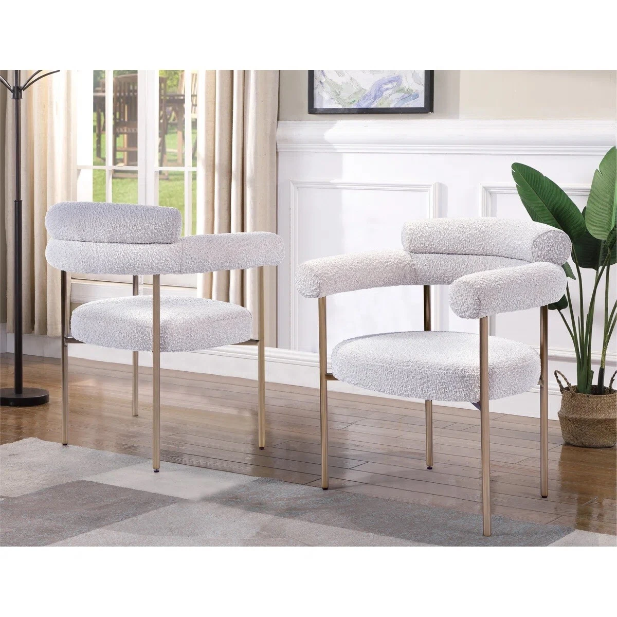 Boucle Upholstered Dining Chair Set of 4, Dining Room Furniture ...