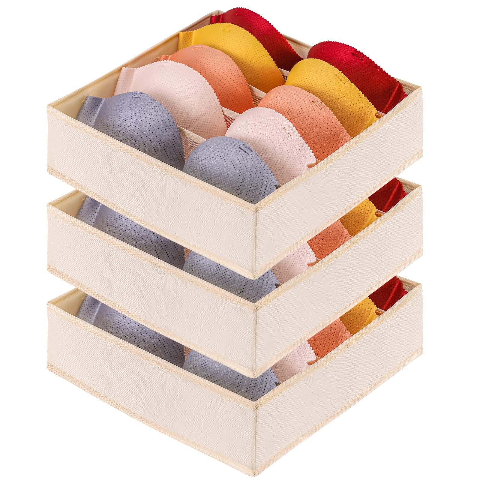 Boudar Fabric Storage Boxes EC36 Underwear Organizer Dividers，Foldable ...