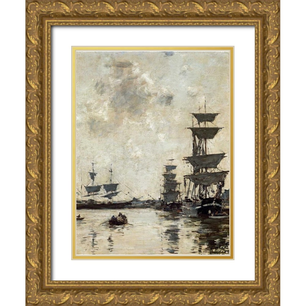 Boudin, Eugene 15x18 Gold Ornate Wood Framed with Double Matting Museum ...