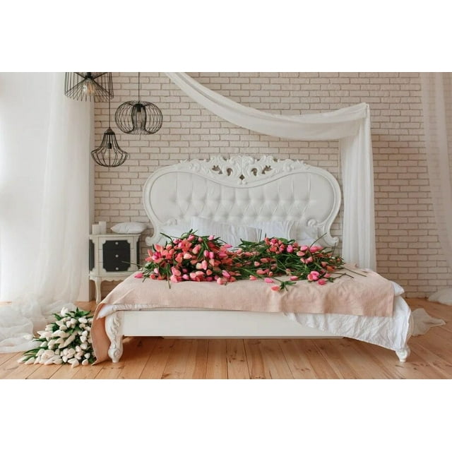 Boudoir Bedroom Backdrop for Photography Luxury Interior Pillows Bed ...