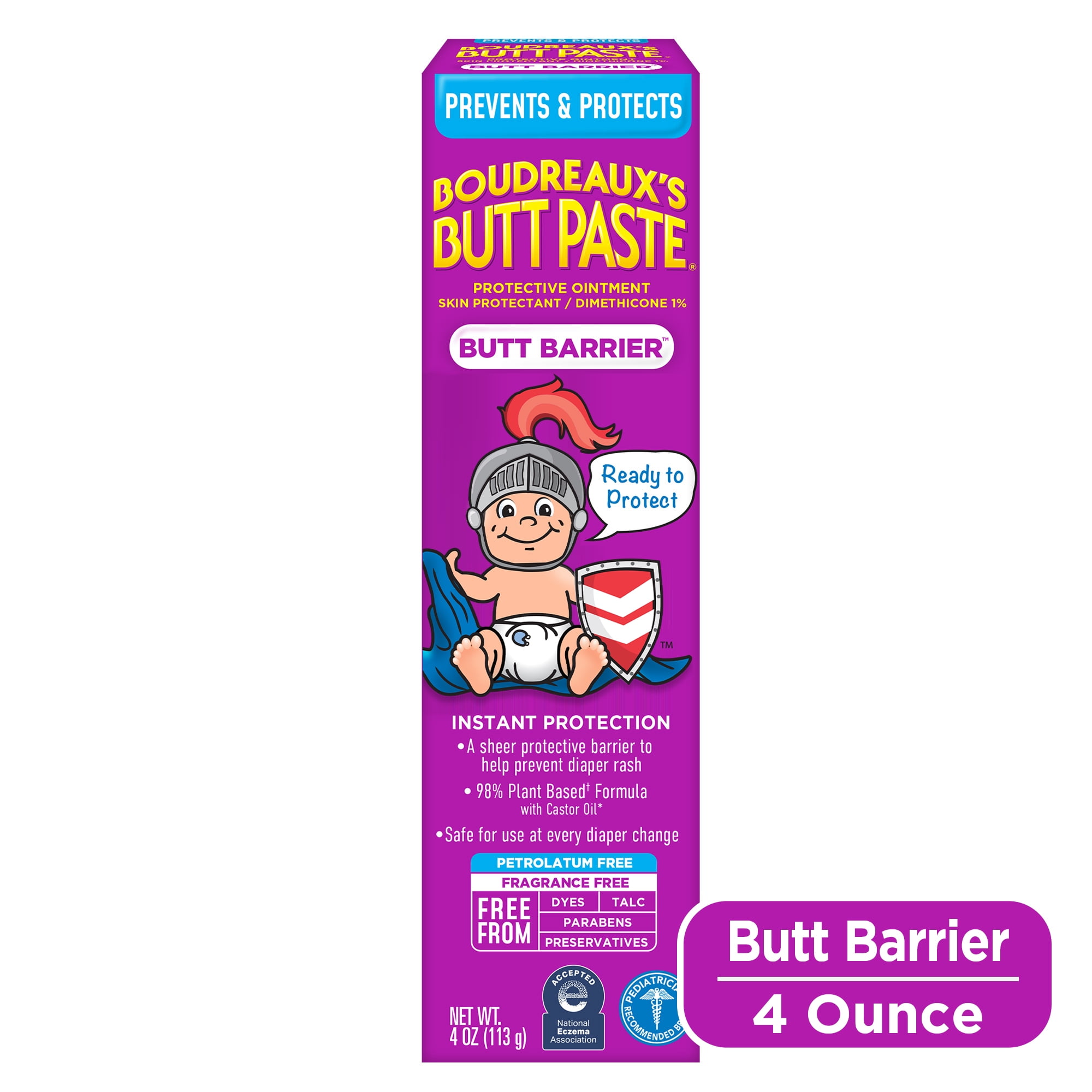 Boudreaux's Baby Diaper Cream, Butt Paste Barrier Ointment, 4oz Rash ...
