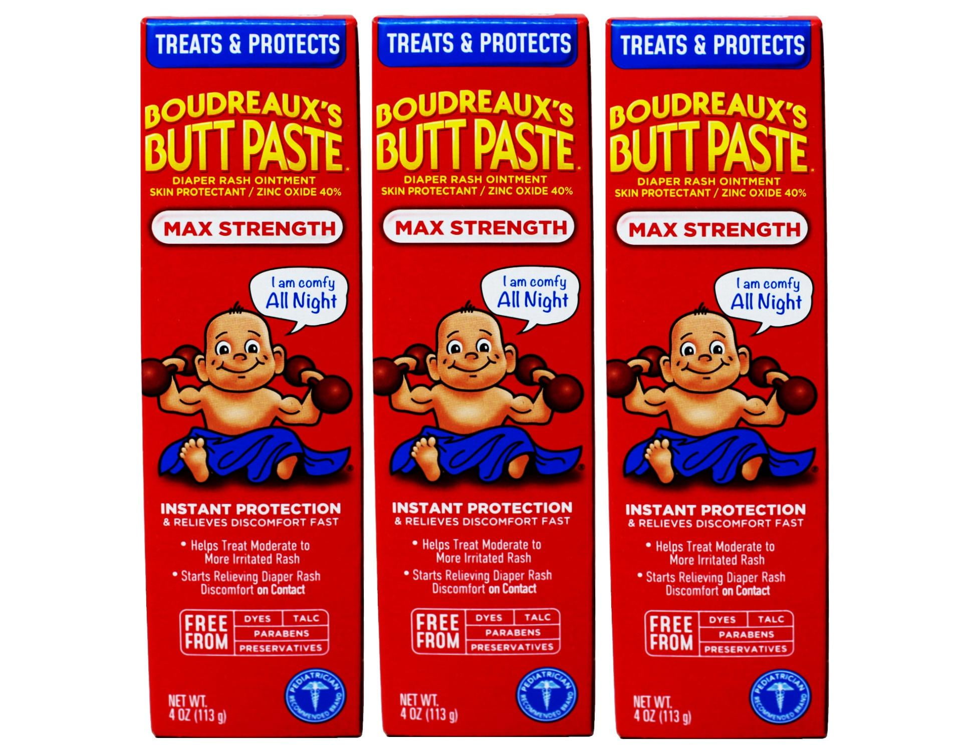 Boudreauxs Maximum Strength Butt Paste Diaper Rash Ointment - 4 Oz, 3 ...