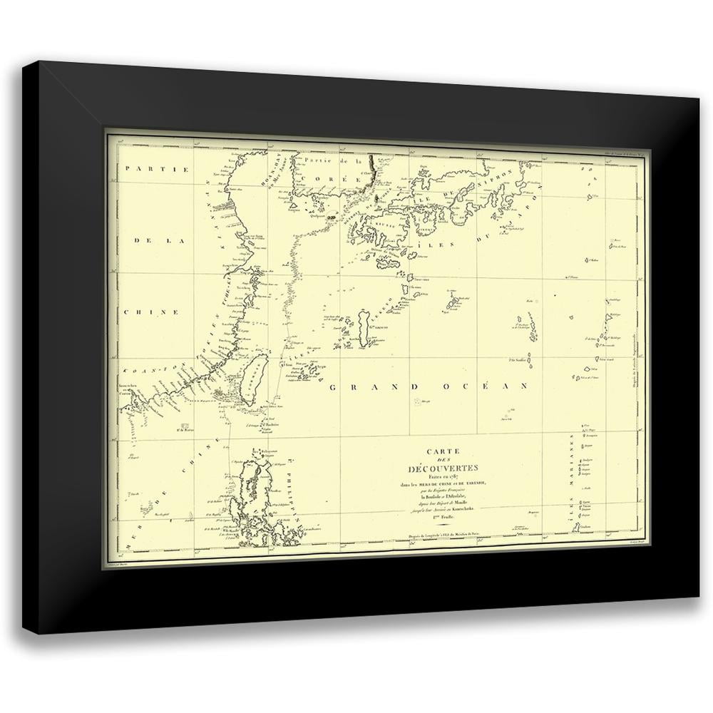 Boufsol 14x11 Black Modern Framed Museum Art Print Titled - Asia Chart ...