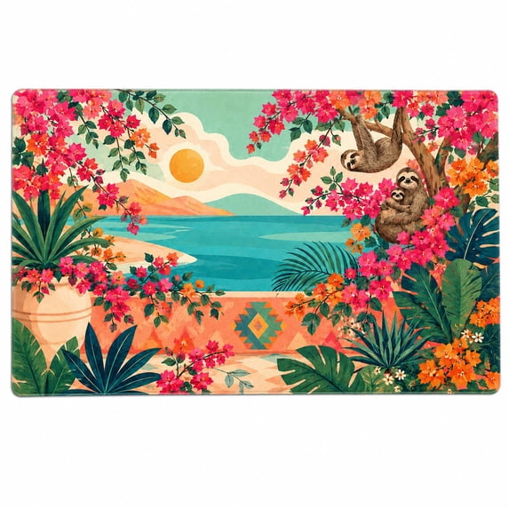 Bougainvillea Sloth Rectangle Rug for Studio Beach House Style ...