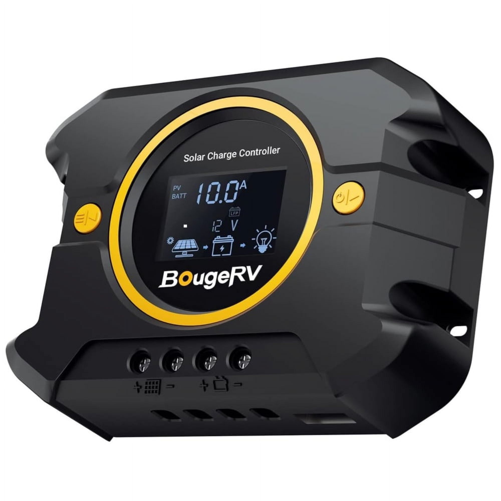 BougeRV 10A PWM Solar Charge Controller 12V/24V, Negative Ground Solar ...