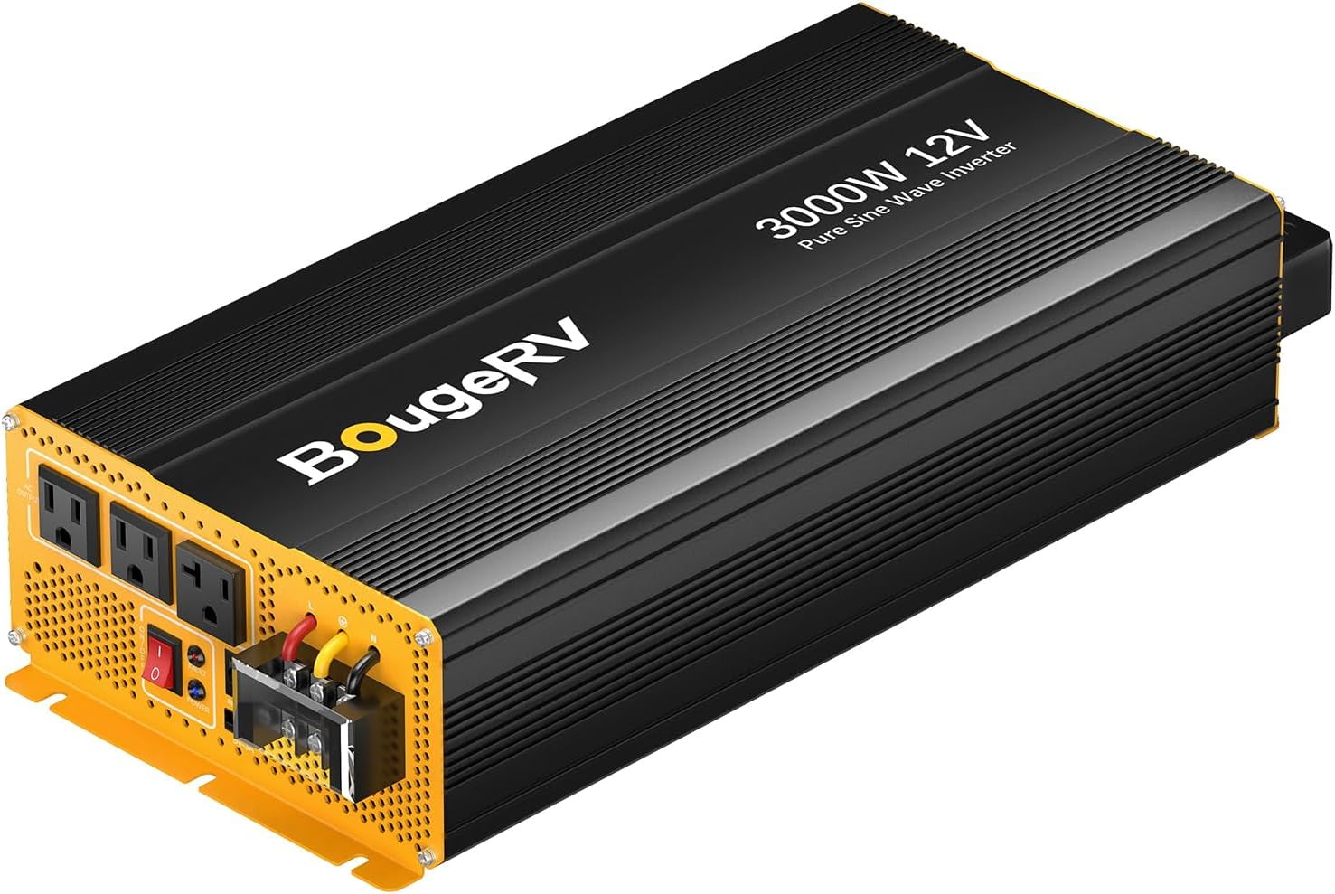 BougeRV 3000W Pure Sine Wave Inverter, Convert 12V DC to 120V/110V AC, Fully 3000W Output, Built ...