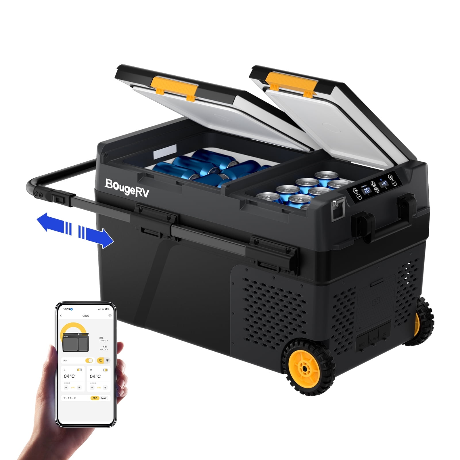 BougeRV 37QT Car Refrigerator, Dual Zone, Portable Freezer with APP ...