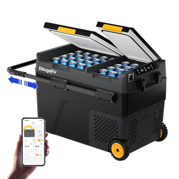 BougeRV 48QT Portable Car Refrigerator & Freezer, 12/24V DC with Dual ...