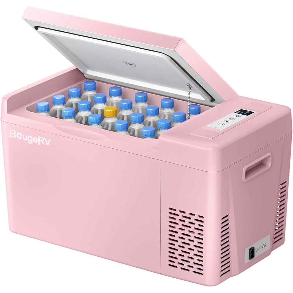 BougeRV Pink 23Qt Car Refrigerator 12 Volt Fridge Portable Freezer ...