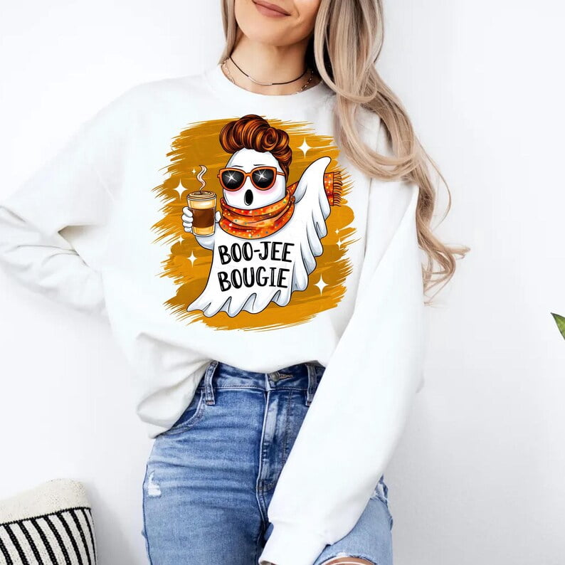 Bougie Halloween Ghost Shirt, Boho Retro Spooky Season Sweatshirt ...