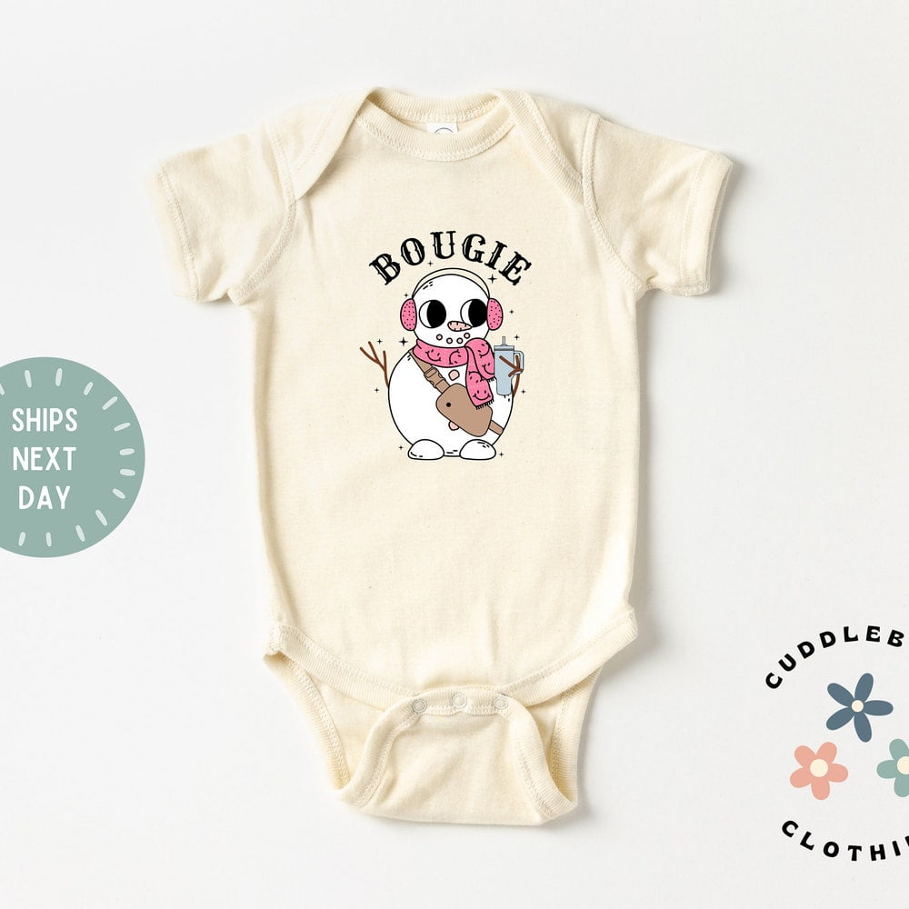 Bougie Snowman Baby Bodysuit, Cute bougie Baby Snowman Christmas ...