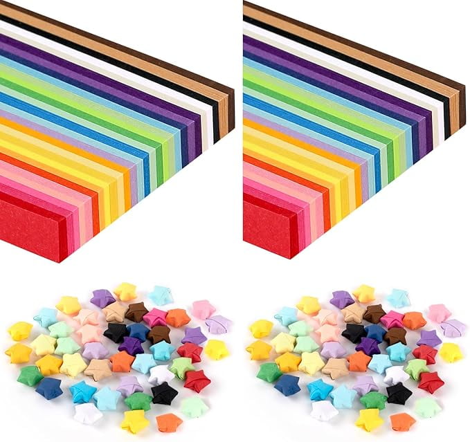 Bouiexye 1080 Sheets Star Paper, 27 Colors Solid Color Paper Star ...