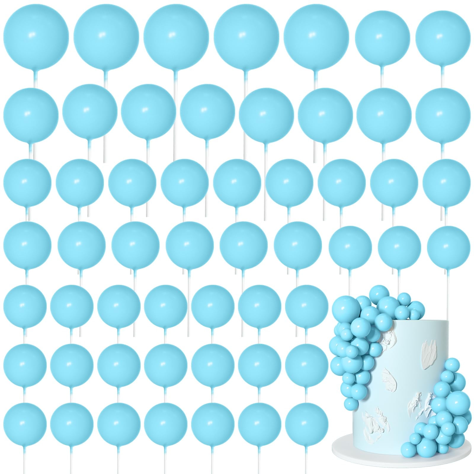 Bouiexye 75 Pieces PresNok Light Blue Cake Balls Topper Decorations ...