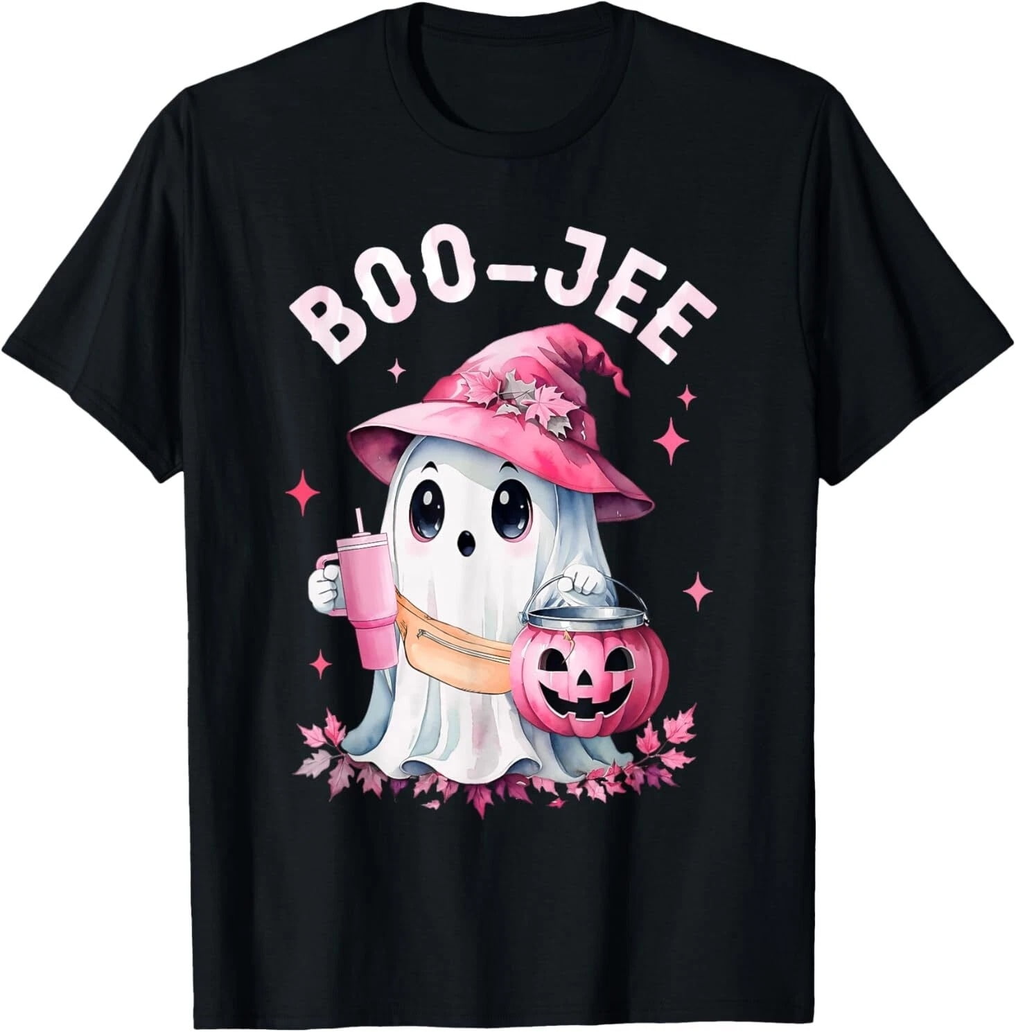 Boujee Boo Jee Spooky Ghost Pink Halloween Pumpkin Costumes T-Shirt ...