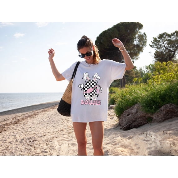 Boujee Egg T-Shirt Disco Ball Bunny Shirt Cute Trendy Holiday Top ...